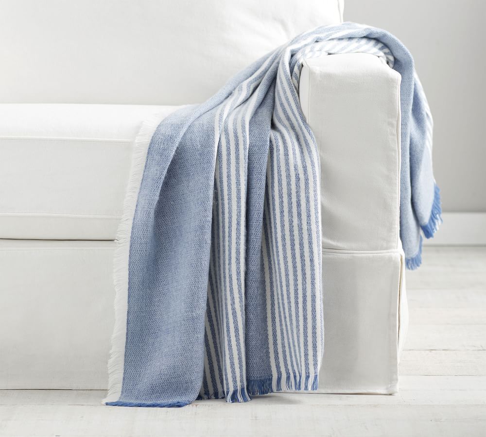 Clover Striped Fringe Throws | Pottery Barn