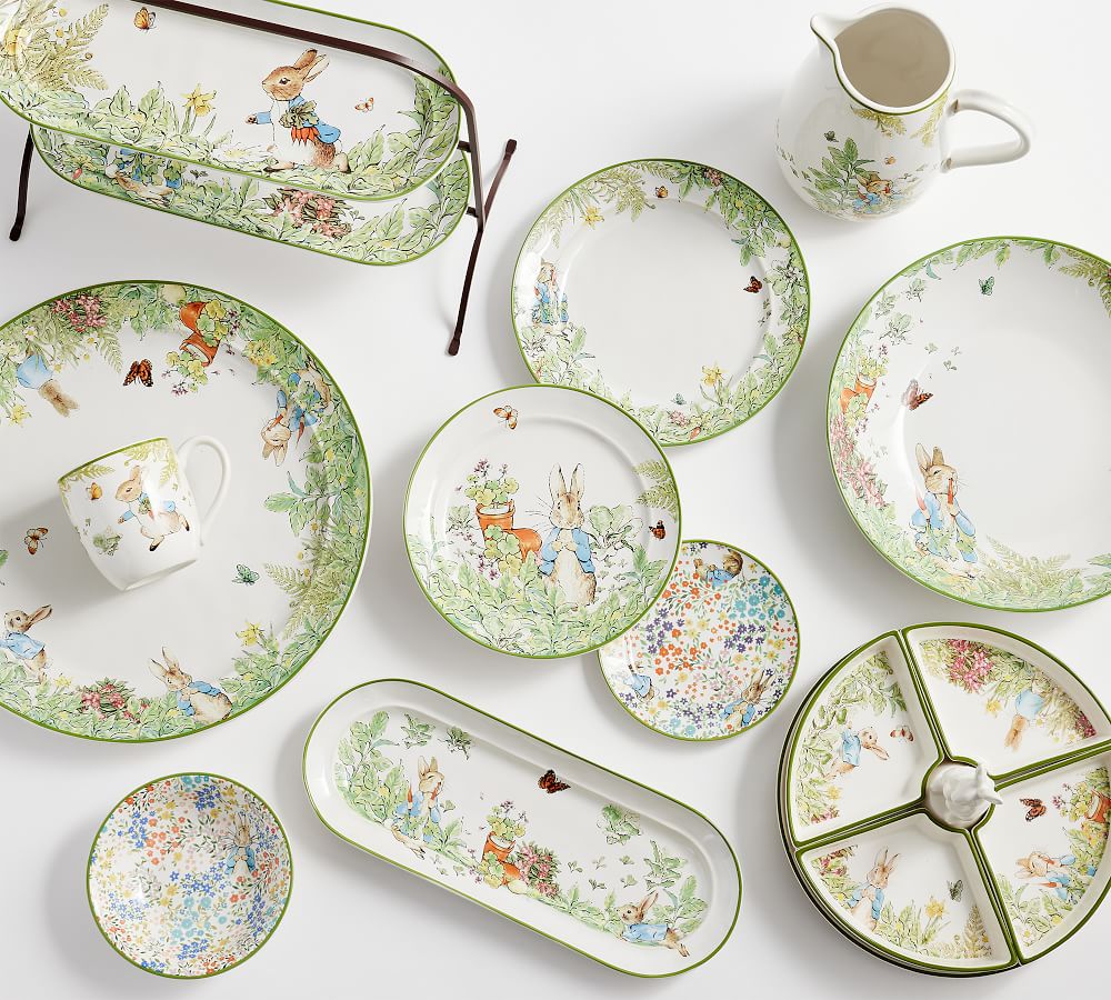 Peter Rabbit™ Floral Stoneware Appetizer Plates - Set of 4 | Pottery Barn