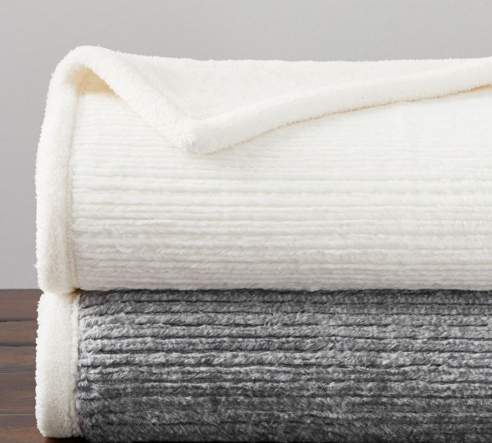 Braided Ribbed Sherpa Back Throws | Pottery Barn
