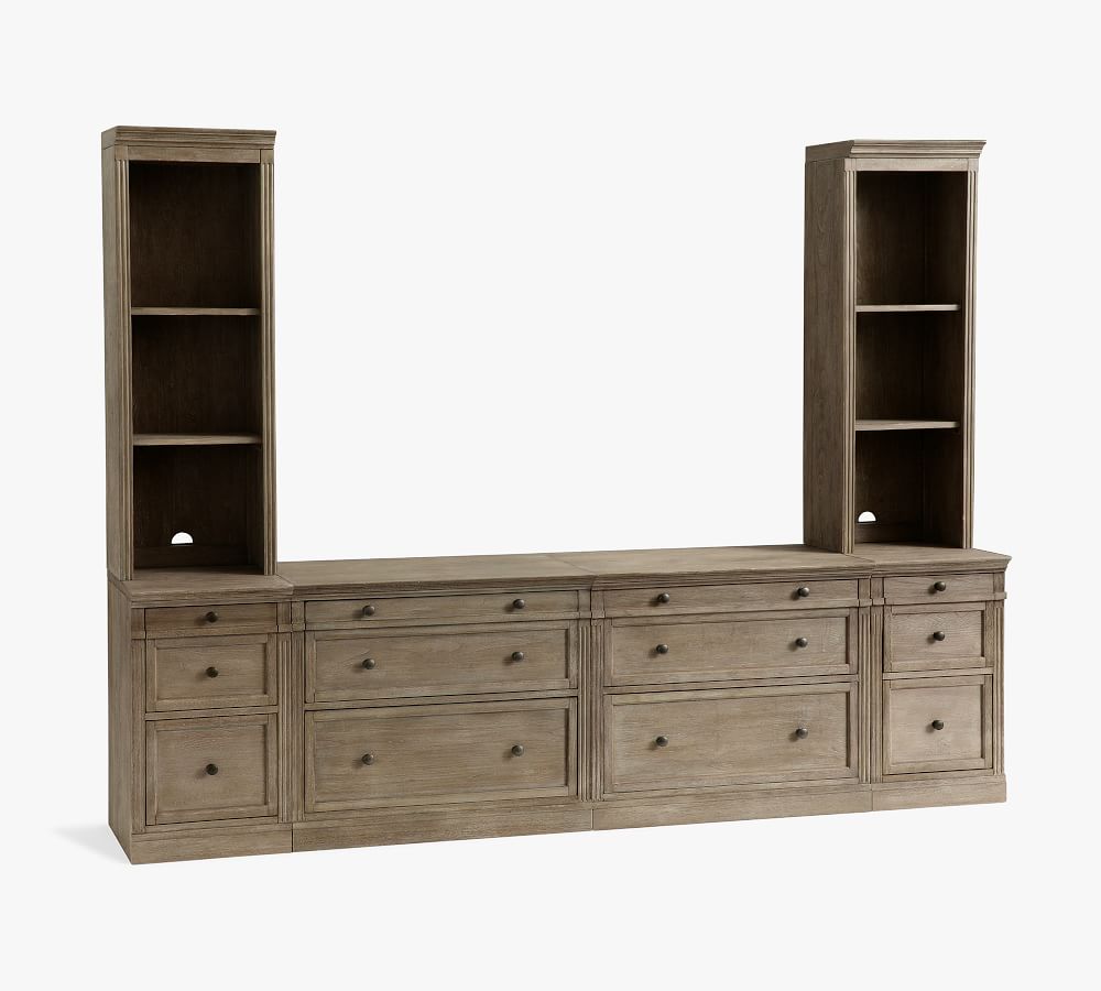 Livingston 105" x 81" Bookcase Towers with Drawers | Pottery Barn