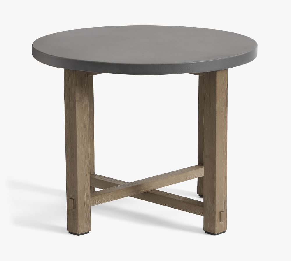 Abbott Indoor/Outdoor XL Concrete & FSC® Acacia Side Table | Pottery Barn