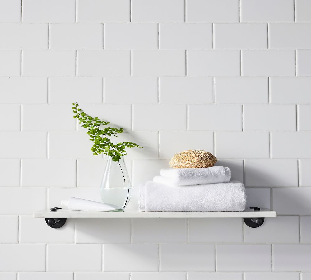Linden Handcrafted Marble Single Tier Shelf | Pottery Barn