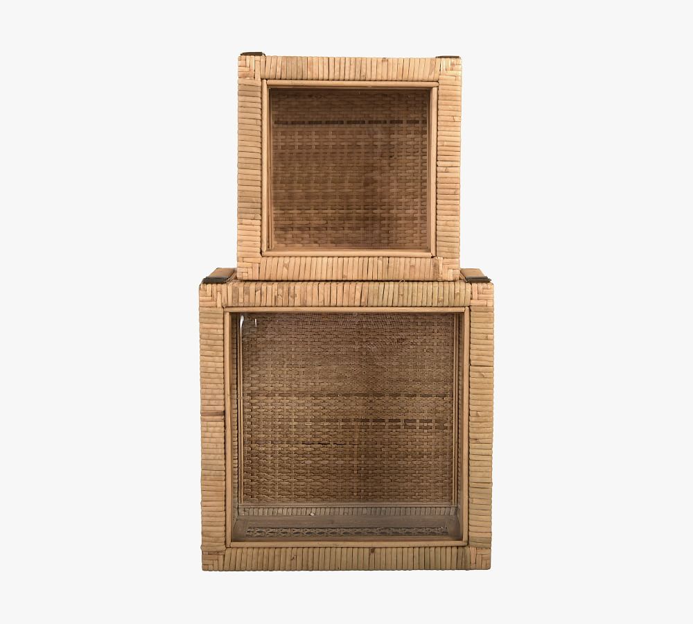 Cane Lidded Boxes - Set of 2 | Pottery Barn