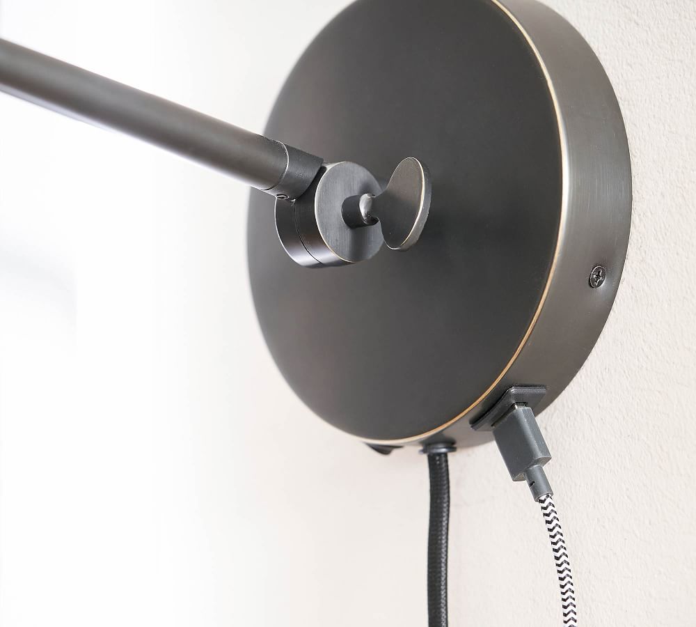 Fitz Adjustable Metal USB Plug-In Sconce | Pottery Barn