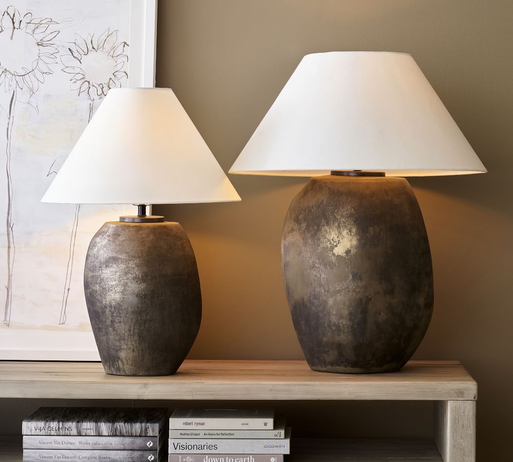 Saratoga Rustic Glass Table Lamp | Pottery Barn