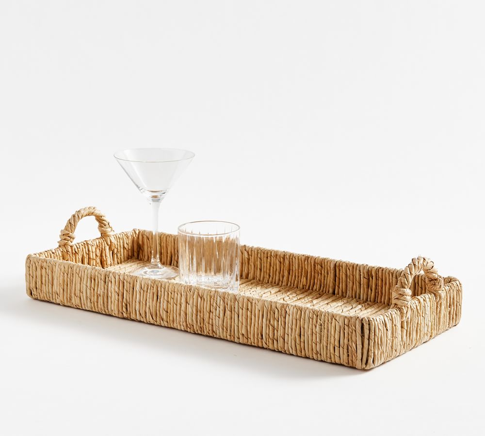 Malibu Handwoven Seagrass Rectangular Bar Tray | Pottery Barn
