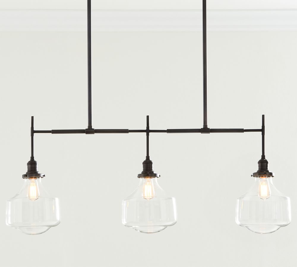 Schoolhouse Clear Glass Linear Chandelier | Pottery Barn