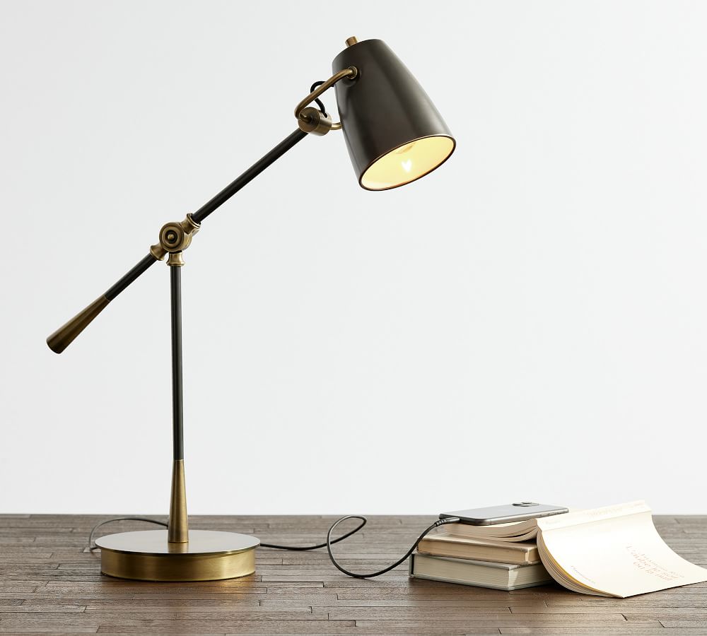 Reese Articulating Metal USB Task Table Lamp | Pottery Barn