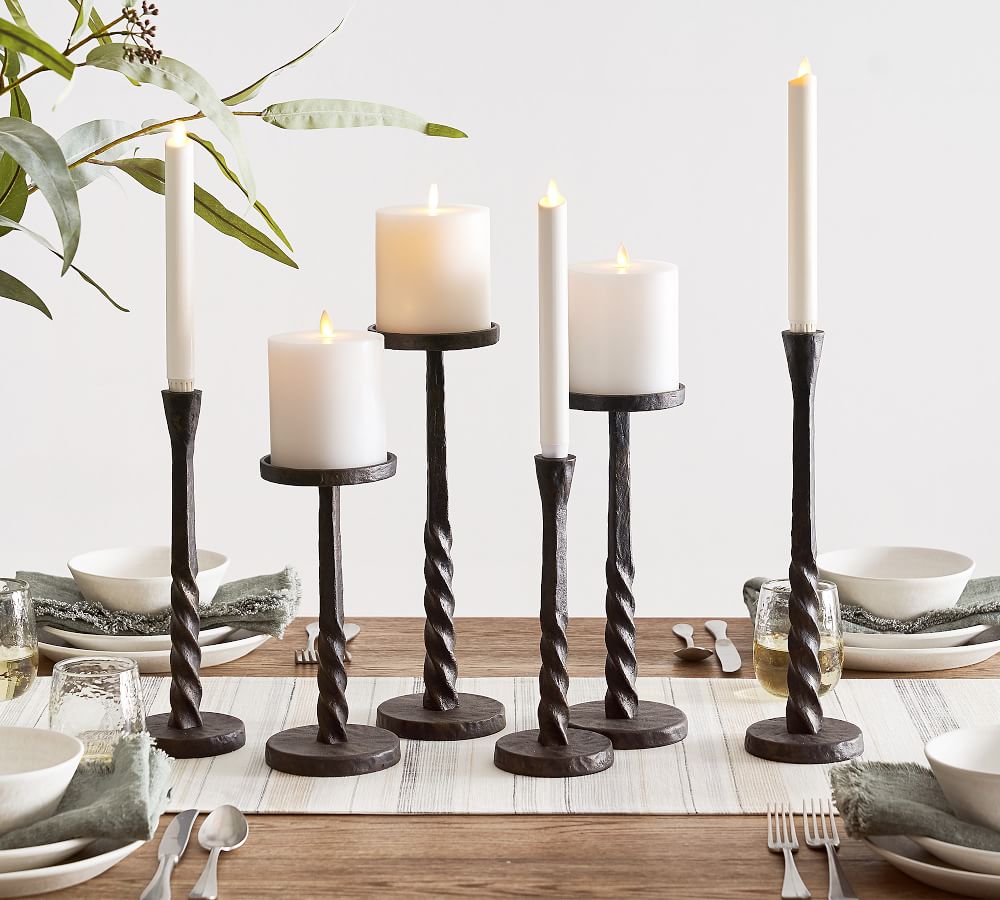 Easton Iron Pillar Candlesticks | Pottery Barn
