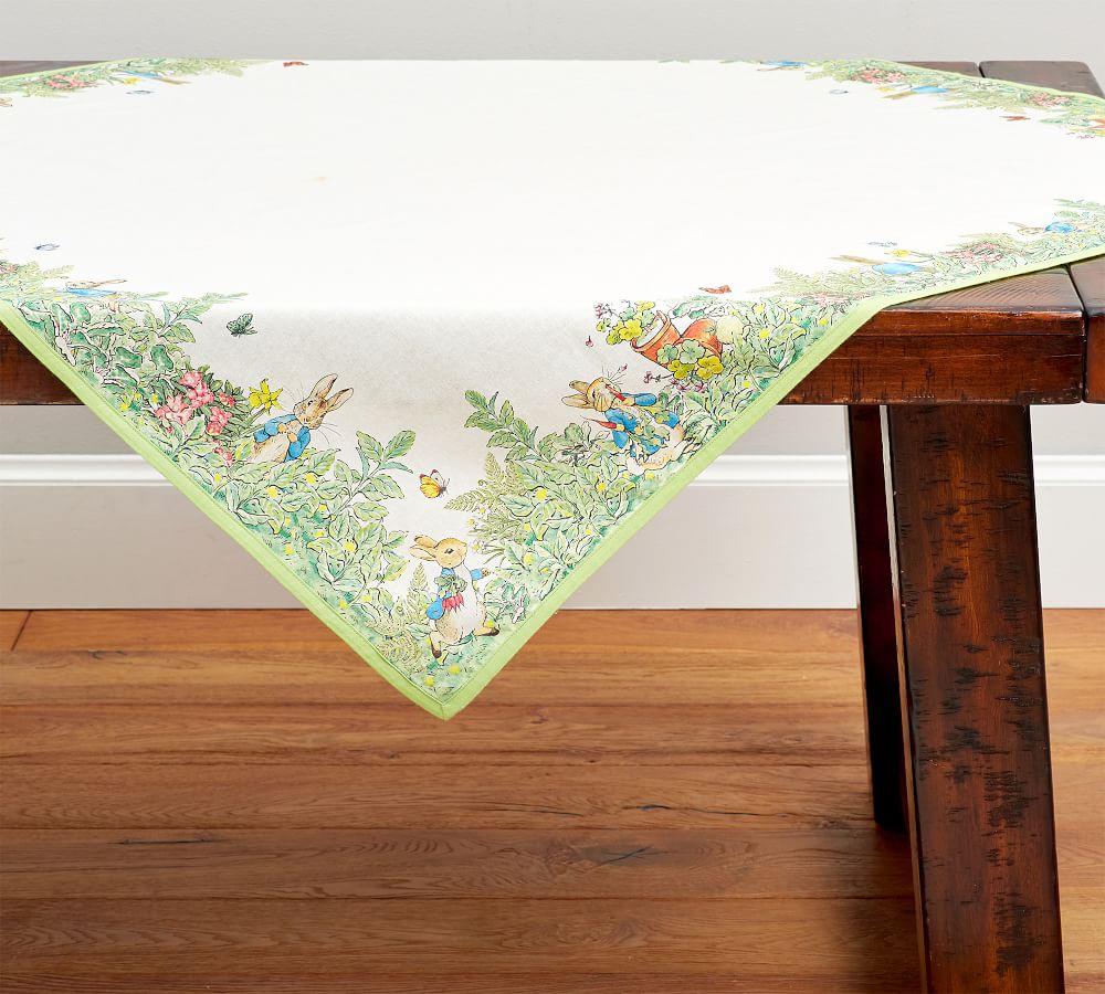 Peter Rabbit™ Garden Cotton/Linen Table Throw | Pottery Barn
