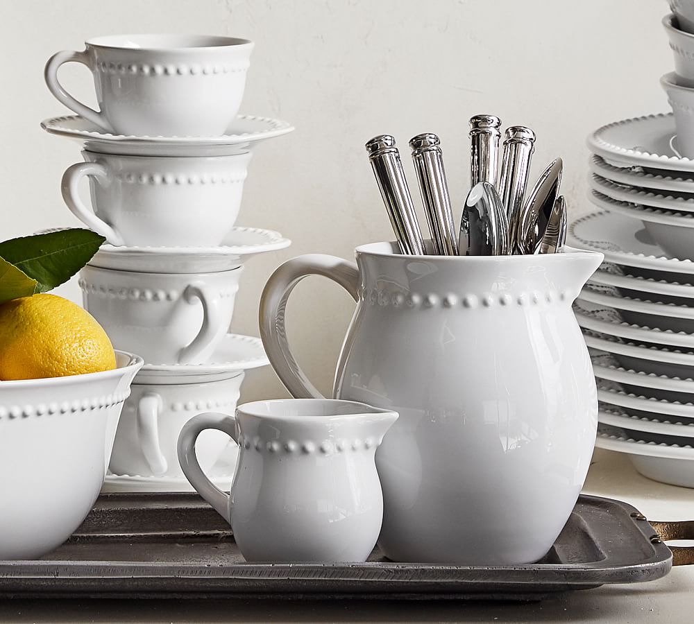 Emma Beaded Stoneware Pitcher | Pottery Barn
