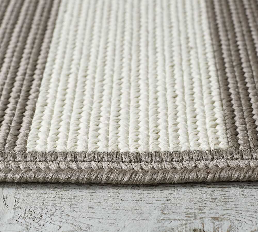 Fitzgerald Stripe Synthetic Indoor/Outdoor Braided Rug | Pottery Barn