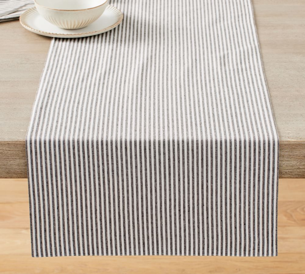 Wheaton Striped Linen/Cotton Table Runner | Pottery Barn