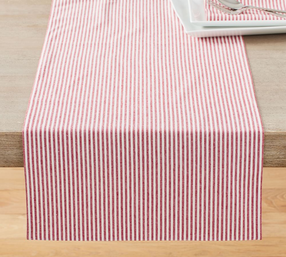 Wheaton Striped Linen/Cotton Table Runner | Pottery Barn