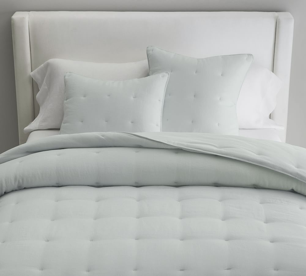 Belgian Flax Linen Comforter - White | Pottery Barn