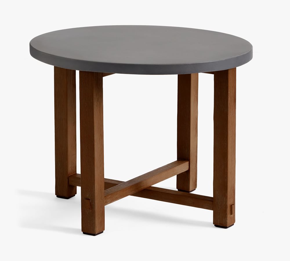 Abbott Indoor/Outdoor XL Concrete & FSC® Acacia Side Table | Pottery Barn