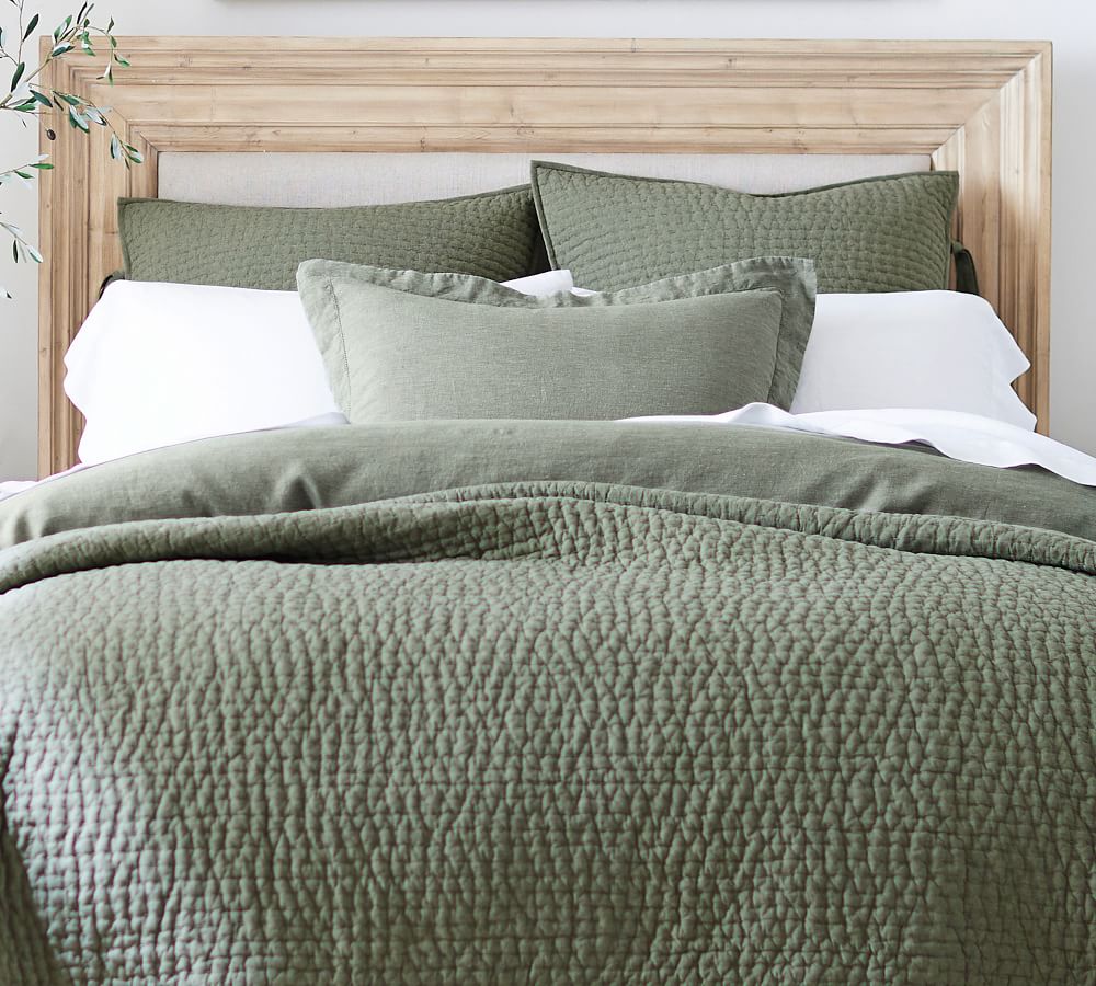 Pick-Stitch Handcrafted Cotton/Linen Quilt | Pottery Barn