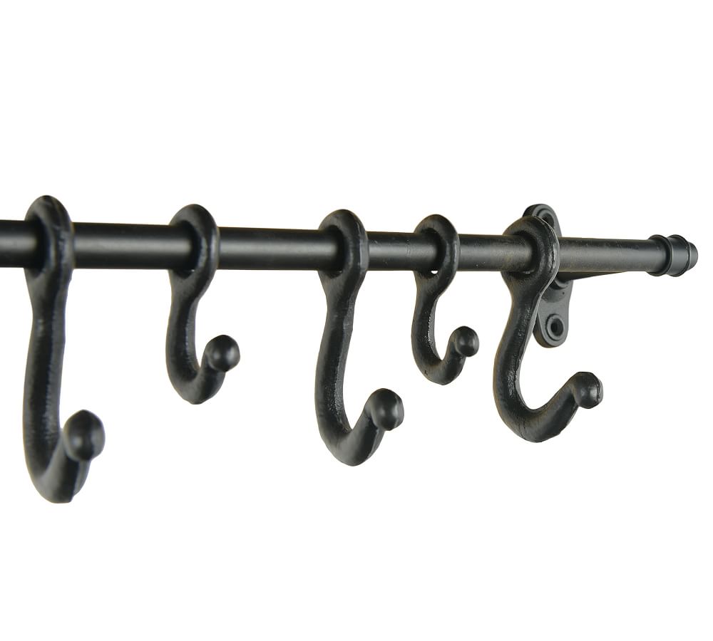 Wall Mounted Metal Bar with Hooks, 48" | Pottery Barn