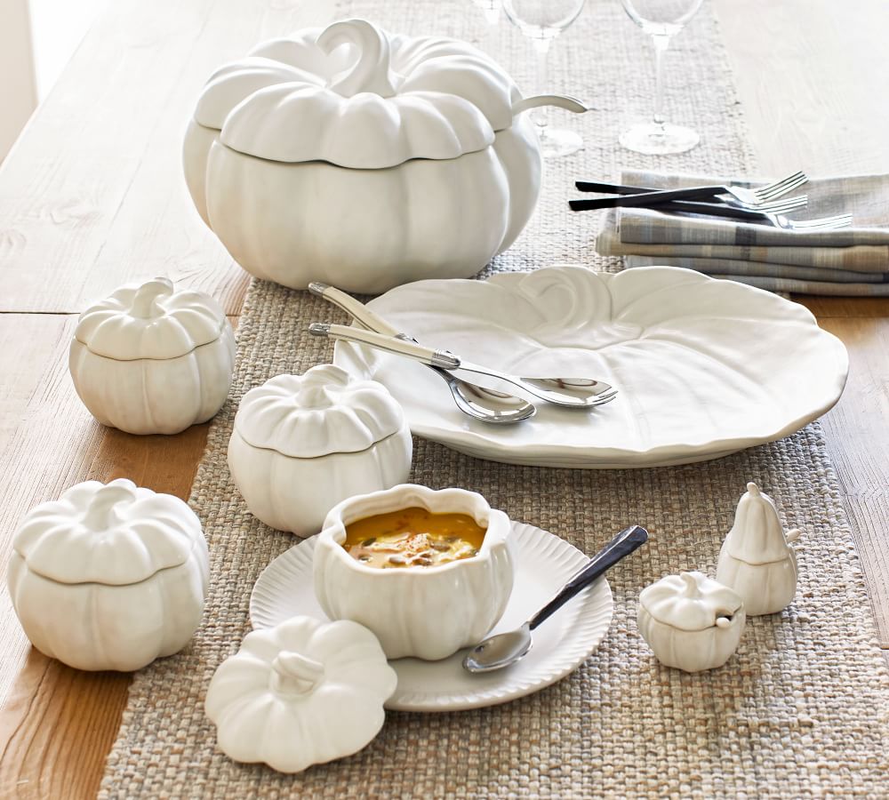 Pumpkin Shaped Stoneware Serving Platter | Pottery Barn