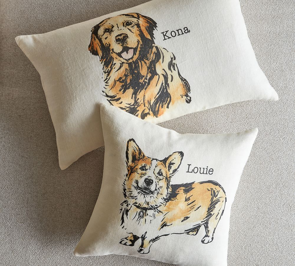 Personalized Dog Linen Pillow Covers | Pottery Barn