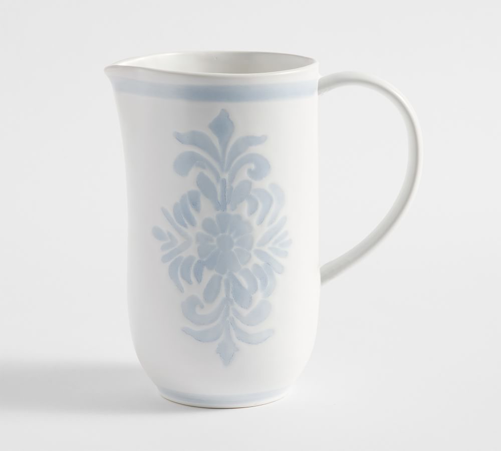 Chambray Tile Stoneware Pitcher | Pottery Barn