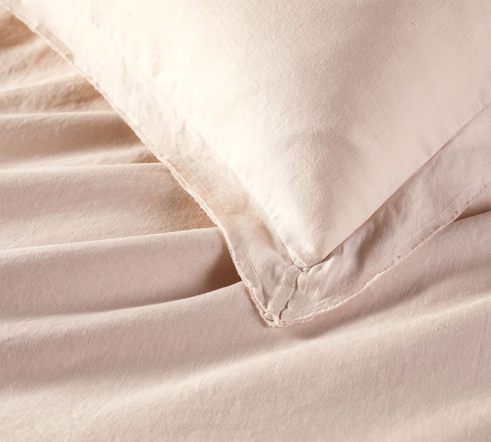 Belgian Flax Linen Double Flange Pillow Shams - Natural | Pottery Barn