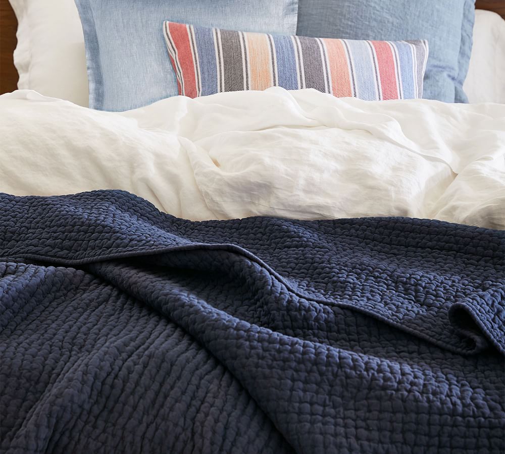 Pick-Stitch Handcrafted Cotton/Linen Quilt | Pottery Barn