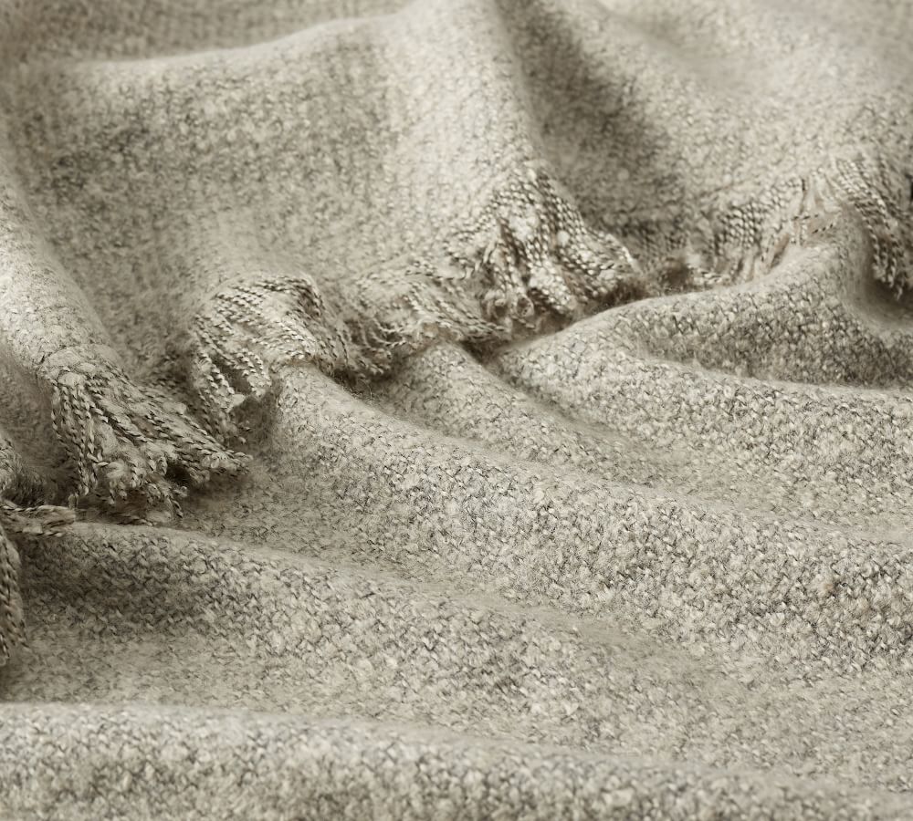 Heathered Boucle Fringe Throws | Pottery Barn
