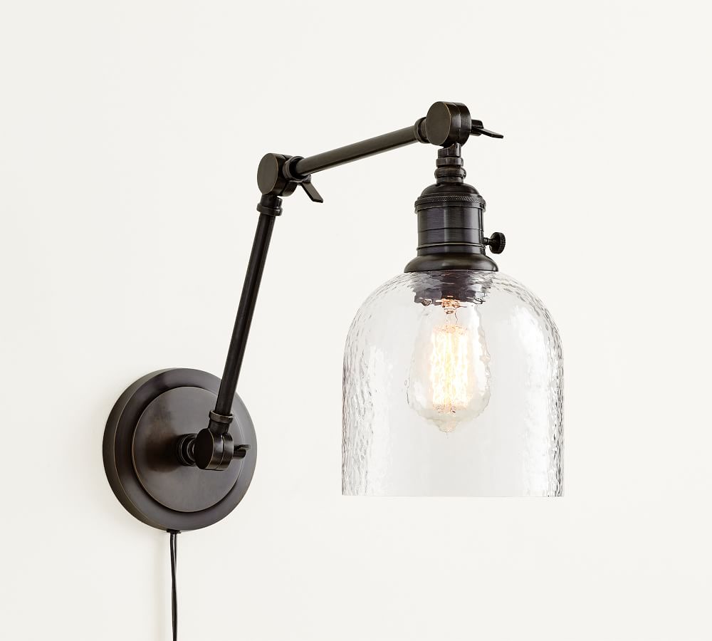 Articulating Arm Textured Glass Plug-In Sconce | Pottery Barn