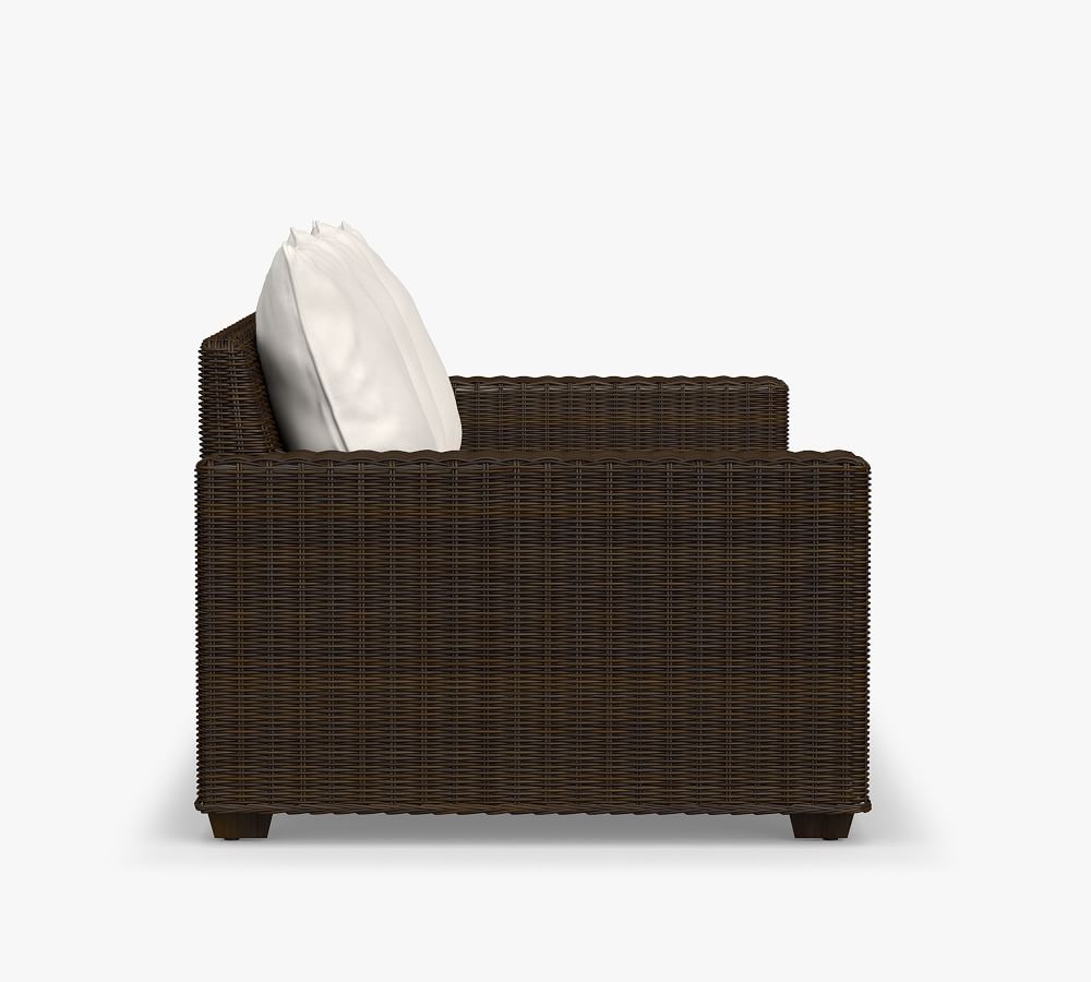 Torrey All-Weather Wicker Square-Arm Outdoor Sofa | Pottery Barn