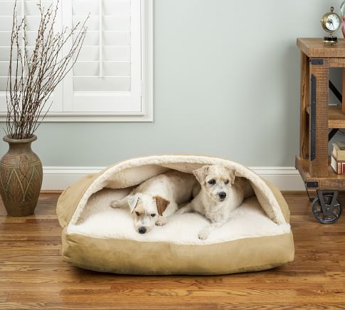 Luxury Microsuede Rectangle Pet Cave | Pottery Barn