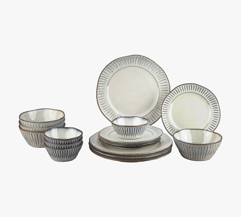 Colonnade Stoneware 16-Piece Double Bowl Dinnerware Set | Pottery Barn