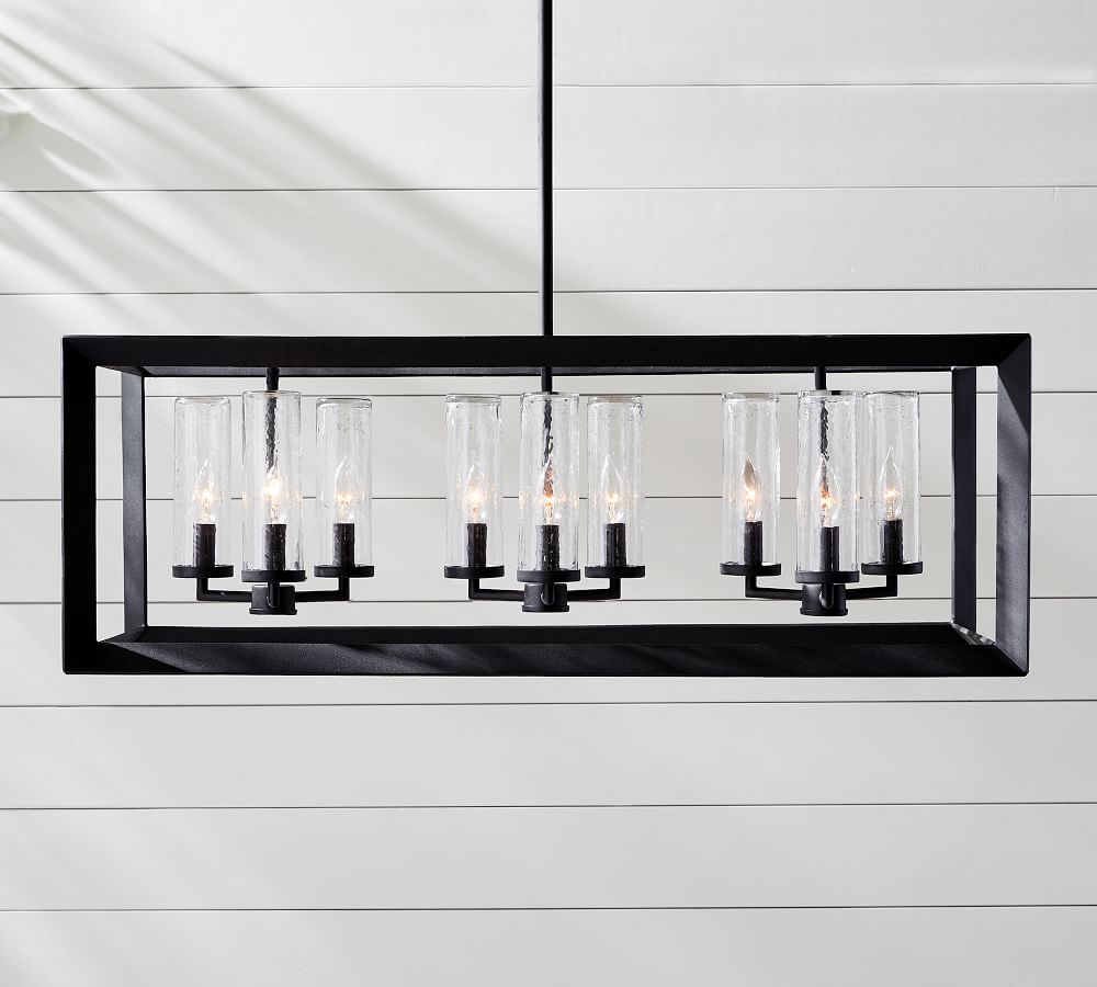 Sonora Indoor/Outdoor Clear Glass Linear Chandelier | Pottery Barn