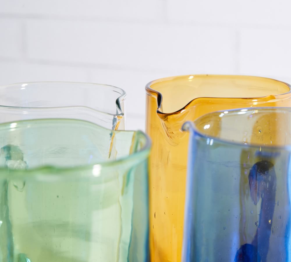 Moroccan Handcrafted Recycled Glass Pitcher | Pottery Barn