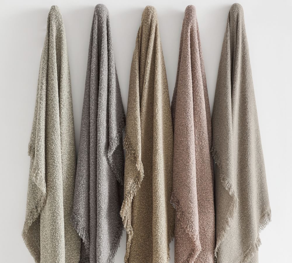 Heathered Boucle Fringe Throws | Pottery Barn