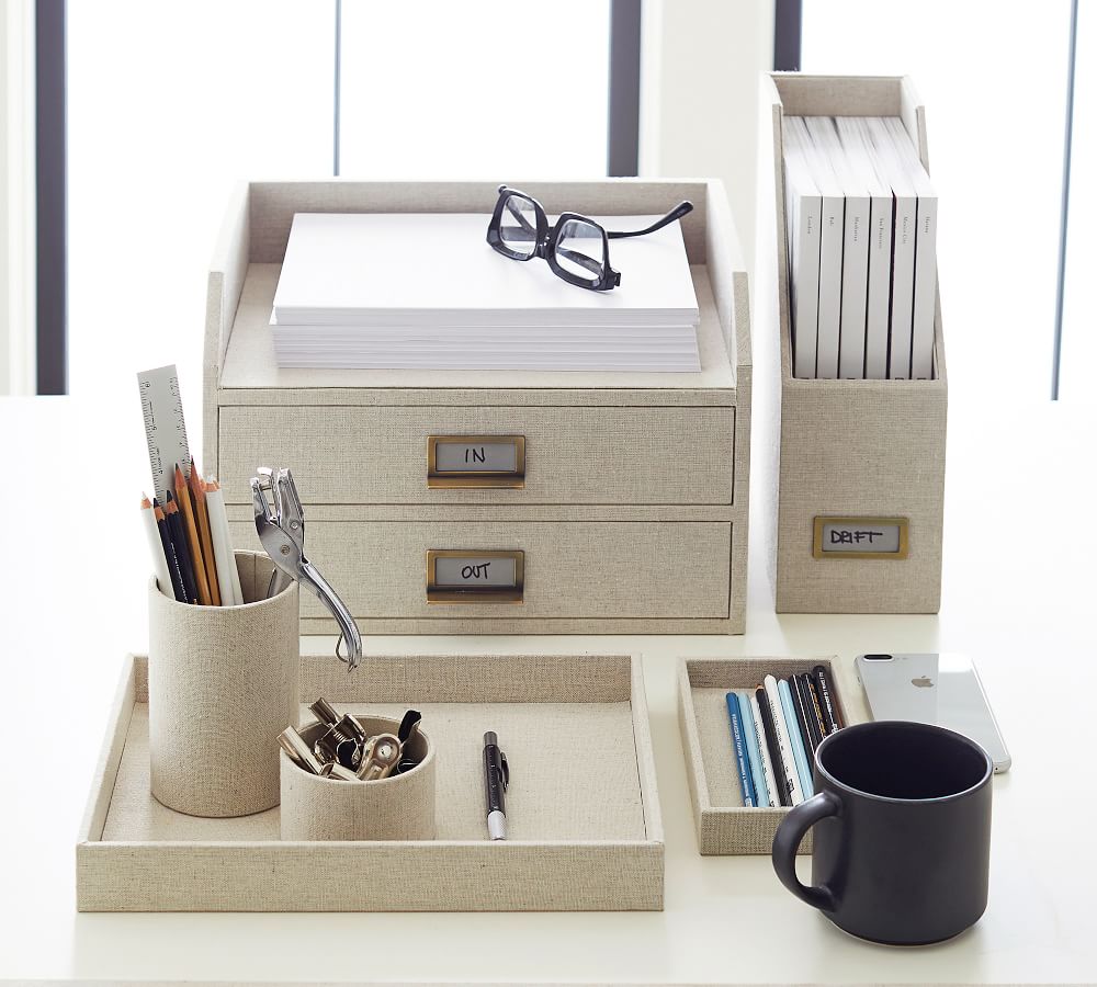 Linen Home Office Accessories Collection | Pottery Barn