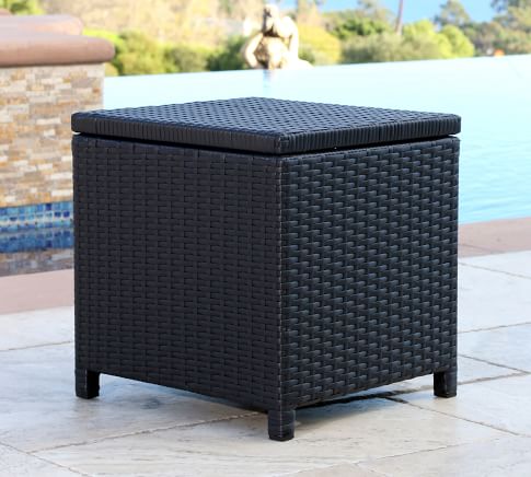 Clovis All-Weather Wicker Storage Bench | Pottery Barn