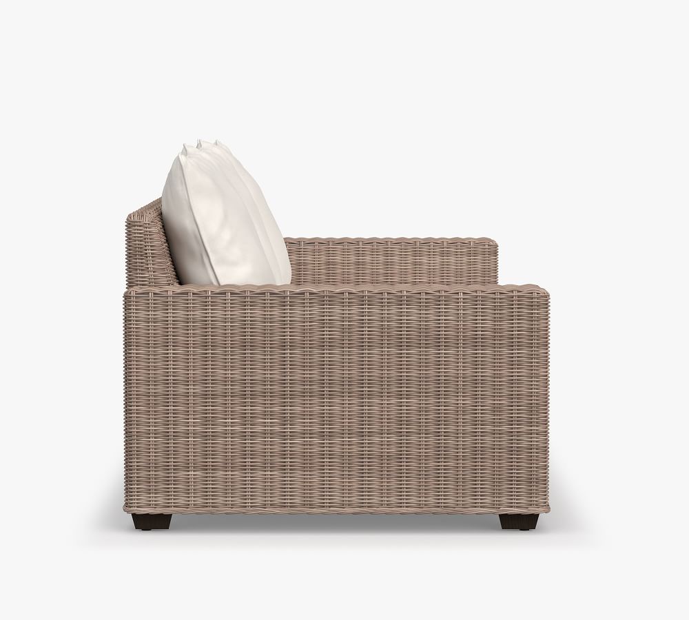 Torrey All-Weather Wicker Square-Arm Outdoor Sofa | Pottery Barn