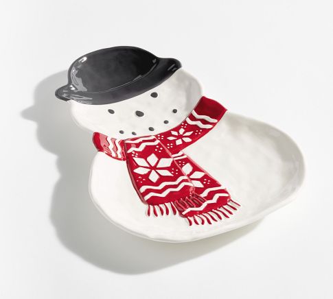 Archie the Snowman Stoneware Appetizer Plates - Set of 4 | Pottery Barn
