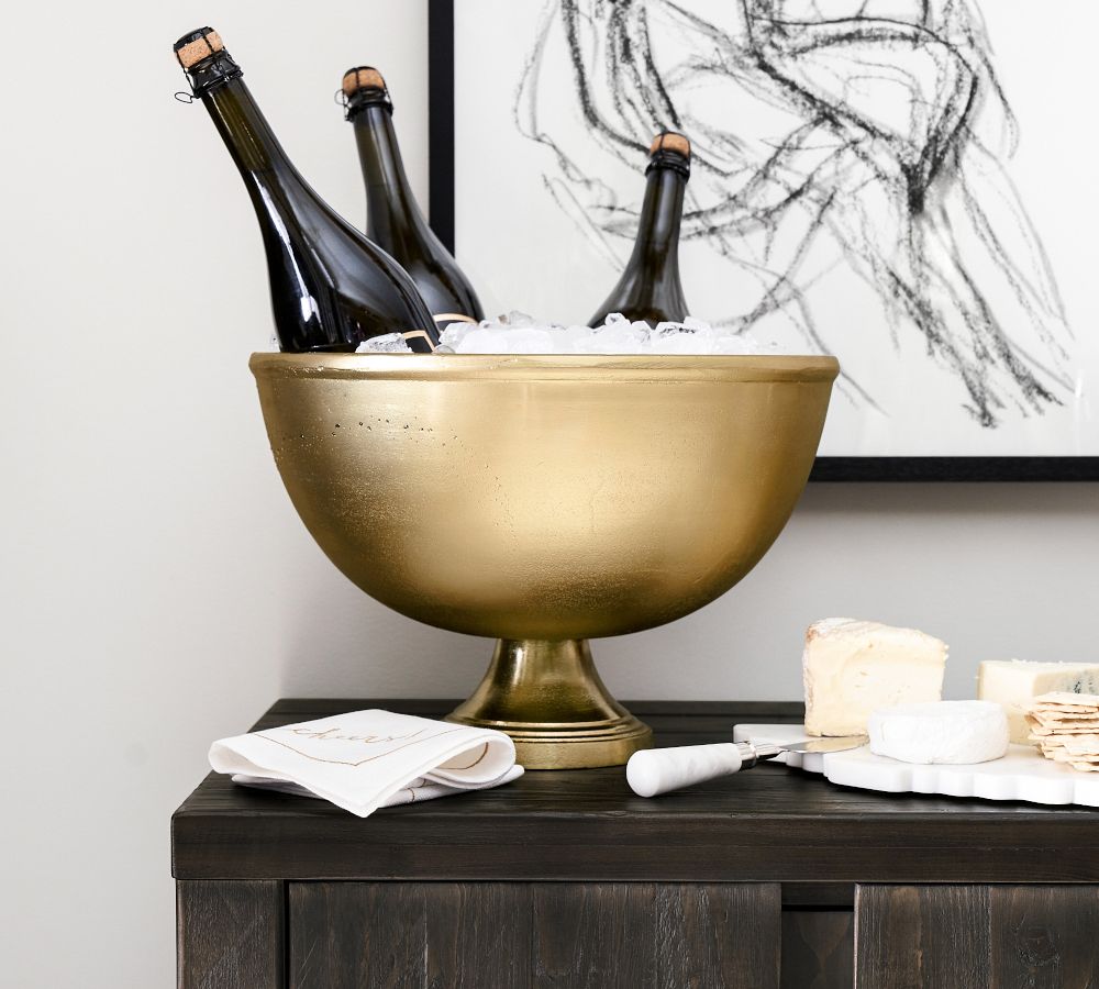 Rustic Metal Handcrafted Footed Champagne Bucket | Pottery Barn