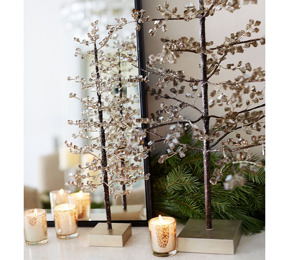 Handcrafted Faceted Mirror Tree Decorative Object | Pottery Barn