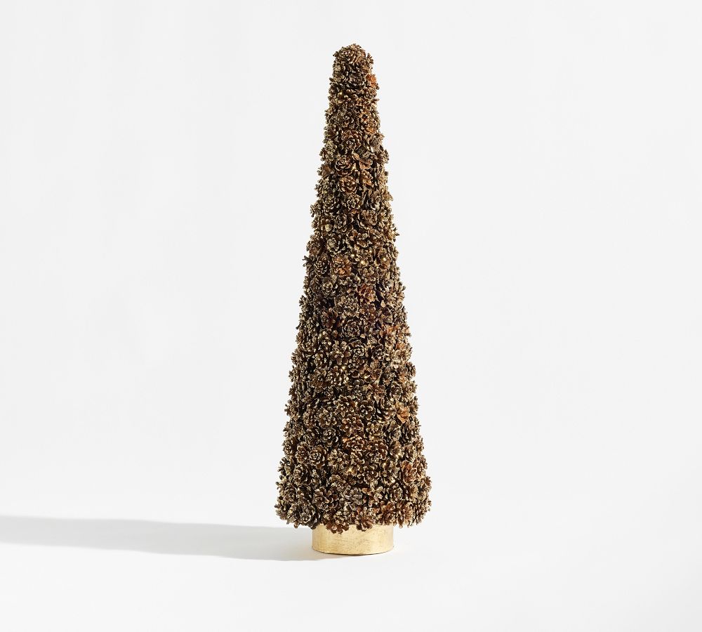 Gold Sparkle Pinecone Tabletop Tree | Pottery Barn