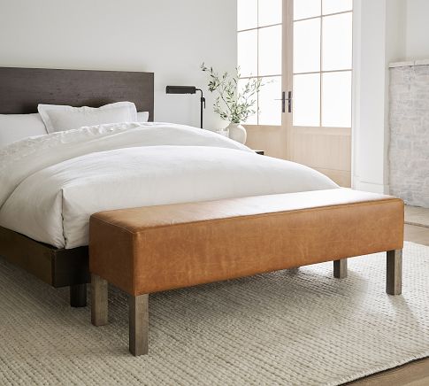Arden Leather Ottoman | Pottery Barn