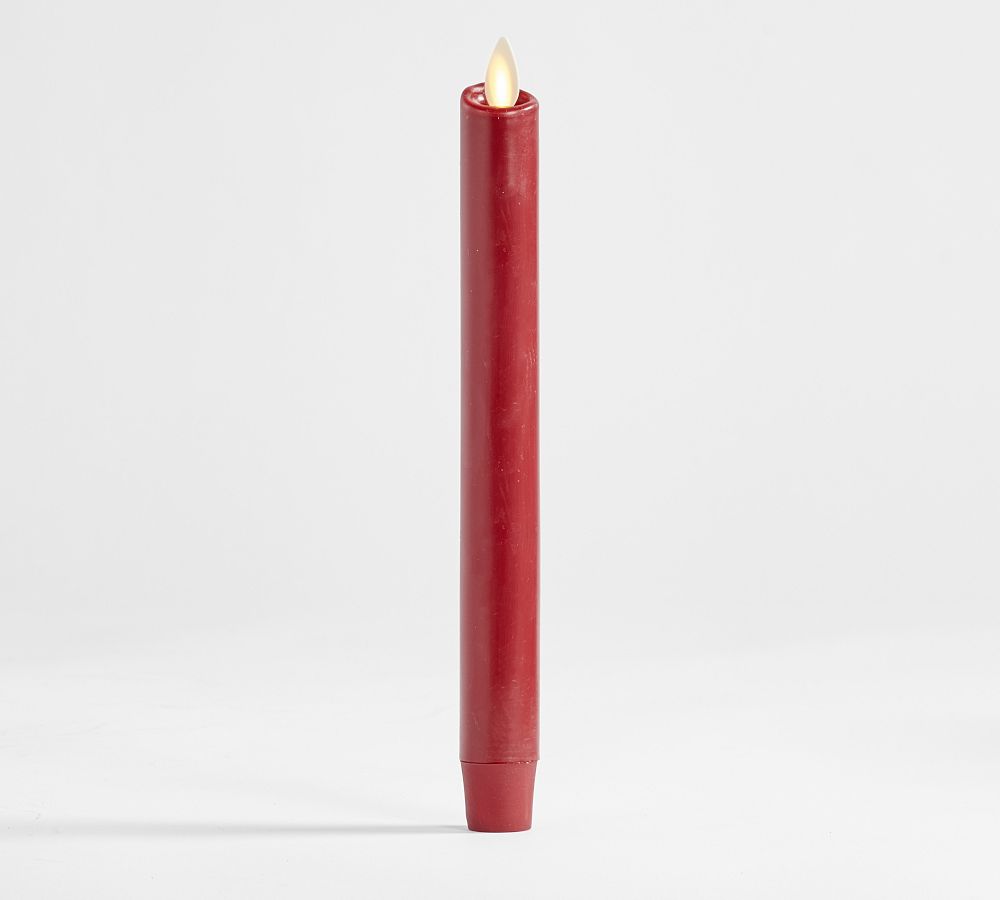 Premium Flickering Flameless Wax Taper Candle - Red | Pottery Barn