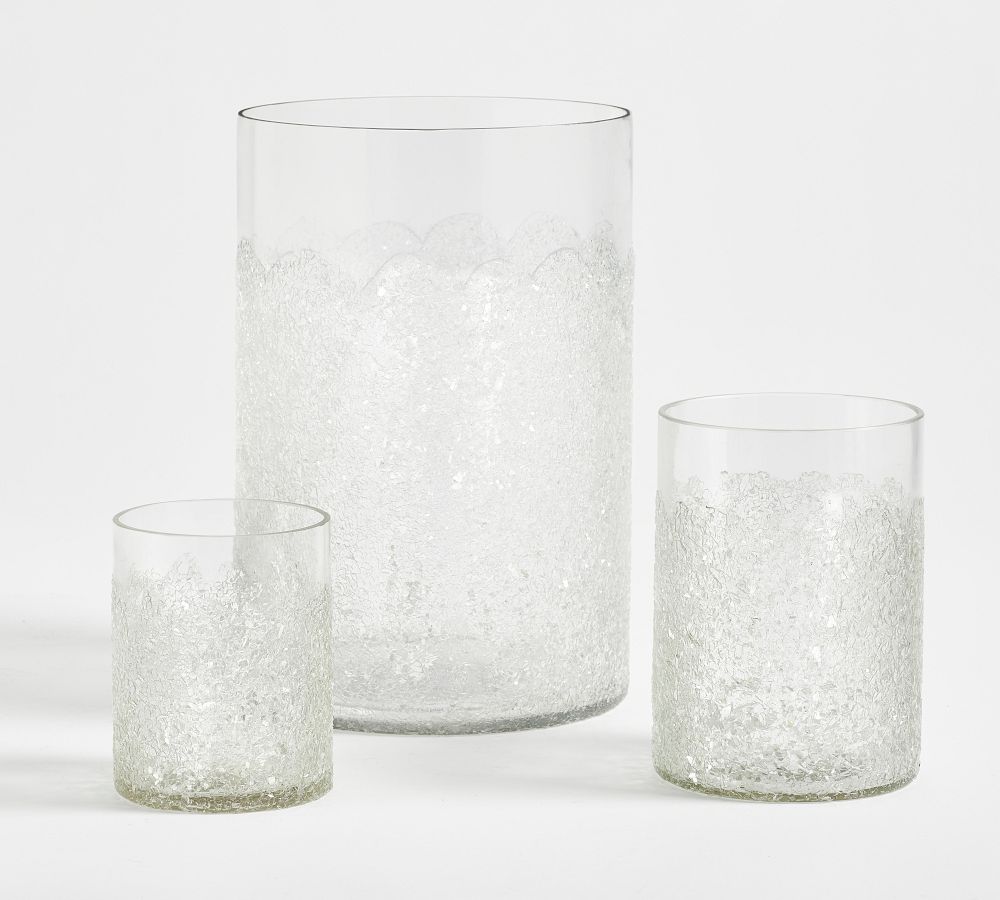 Icy Textured Handcrafted Glass Hurricanes | Pottery Barn