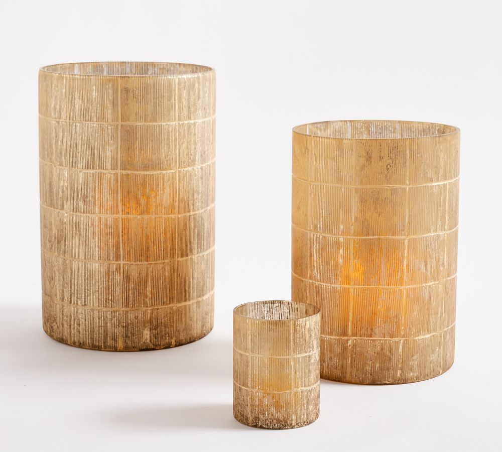 Linen Textured Glass Hurricanes | Pottery Barn