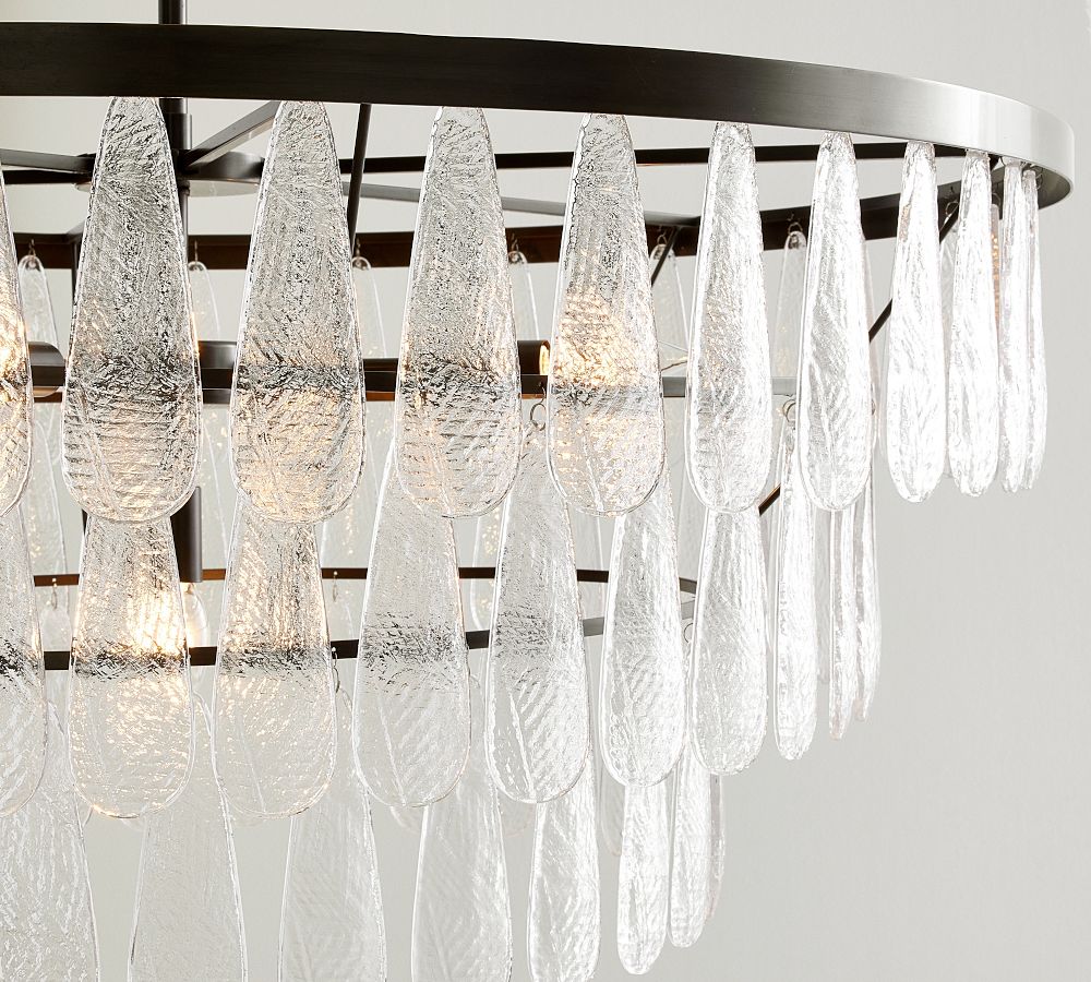Mable Textured Glass Round Chandelier | Pottery Barn