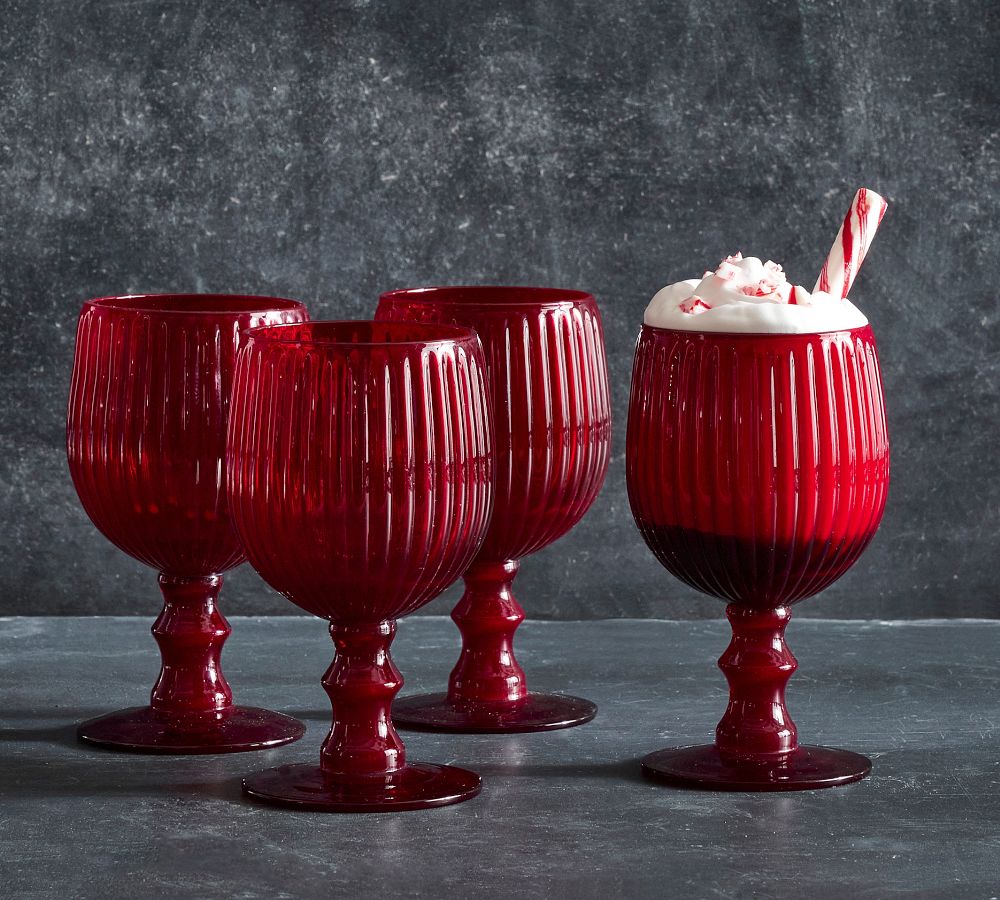 Rigato Glass Goblets - Set of 4 | Pottery Barn