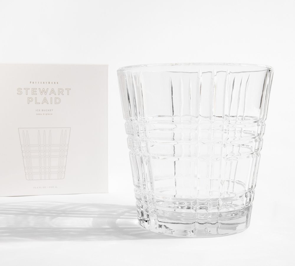 Stewart Plaid Glass Ice Bucket | Pottery Barn