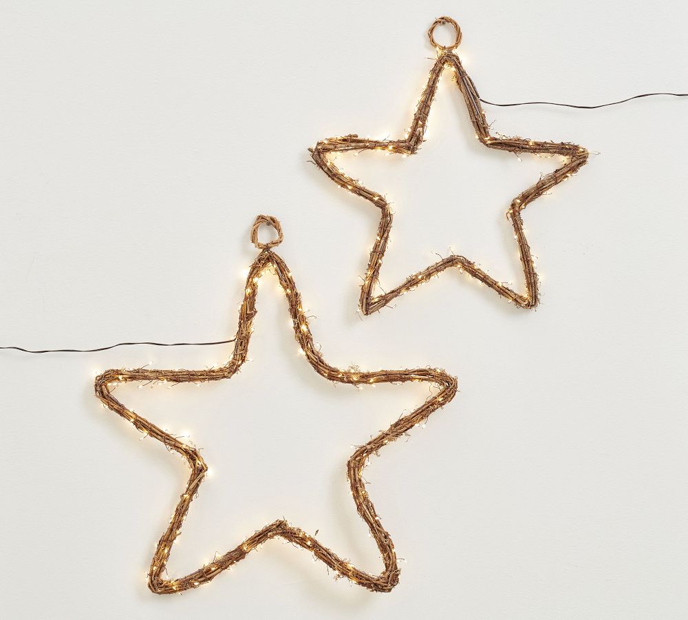 Handcrafted Rattan Stars with Twinkle Lights - Set of 2 | Pottery Barn